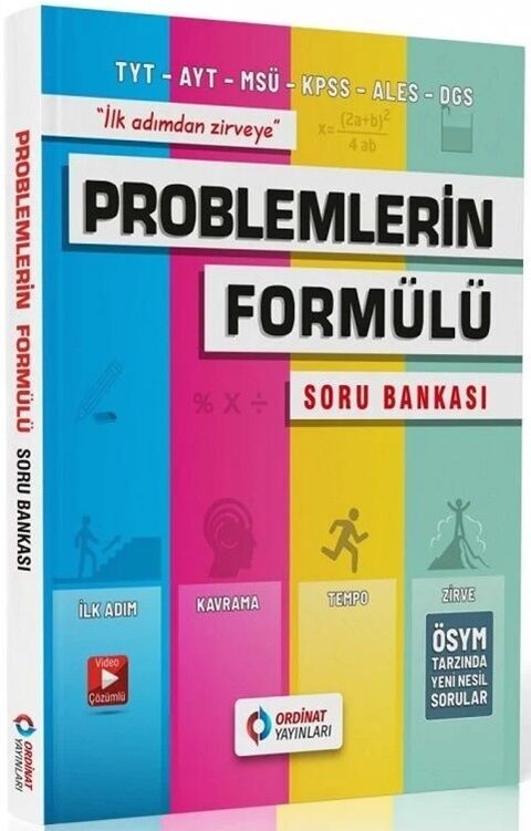 Ordinat Yayınları TYT AYT KPSS MSÜ ALES Problemlerin Formülü Soru ...